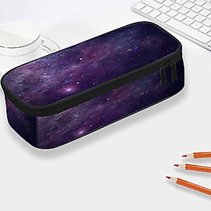 Yekiua Eggplant Sky Pencil Case Organizer Space Star Constellations Gloomy Atmosphere Heavenly Bodies College Office Big Capacity Pencil Bag