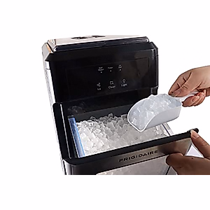 Frigidaire EFIC237 Countertop Crunchy Chewable Nugget Ice Maker, 44lbs per day, Auto Self Cleaning, Black Stainless