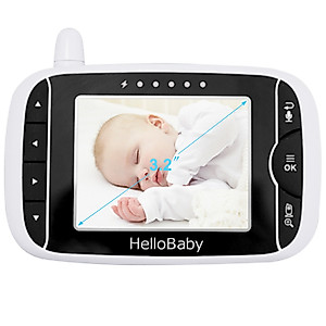 HelloBaby 3.2 Inch Video Baby Monitor with Night Vision & Temperature Sensor, Two Way Talkback System