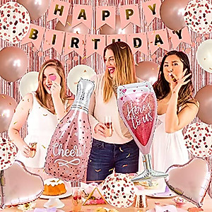 Rose Gold Party Decorations, Rose Gold Birthday Decorations, Happy Birthday Banner, Foil Balloons, Rose Gold Balloons, Birthday Decorations for Girls, Women