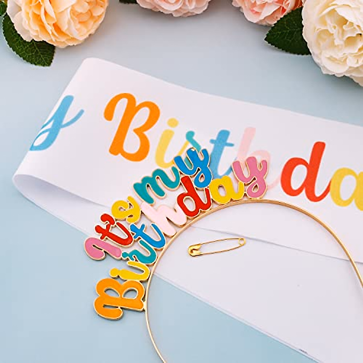 Chanaco Birthday Sash Birthday Girl Headband Set Birthday Crown Tiara Birthday Girl Sash Birthday Crowns for Women Happy Birthday Decorations Birthday Gifts for Women