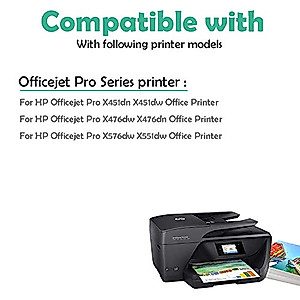 Tyjtyrjty Compatible Ink Replacement for HP 970 970XL 971 971XL Ink Cartridges, for HP Officejet Pro X576dw X476dw X476dn X551dw X451dn X451dw Office Printer (1BK/1C/1Y/1M 4PK)