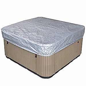 NIMOSA Outdoor Square Hot Tub Cover, 210D Oxford Fabric Garden SPA Bath Pool Cover Waterproof Dustproof Anti-UV,Grey,207x207x30cm