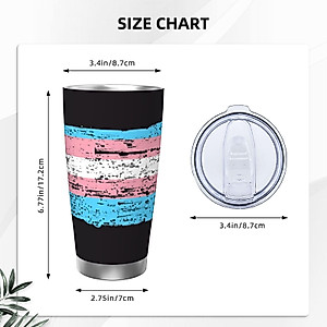 Uniwneds Transgender Pride Flag Stainless Steel Tumbler Mugs With Lid And Straw 20 Oz Insulated Travel Coffee Mugs Cap Bottle Gifts For Women Men