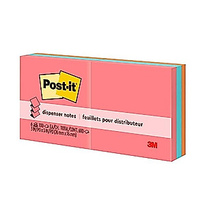 Post-it Super Sticky Notes, 3x3 in, 6 Pads, 2x the Sticking Power, Poptimistic, Bright Colors, Recyclable (622-8SSAN)