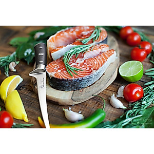 Dalstrong Fillet Knife - 7 inch Flexible Blade - Gladiator Series Elite - High Carbon German Steel - Black G10 Handle Boning Knife - w/Two Sheaths - Razor Sharp Kitchen Knife - NSF Certified