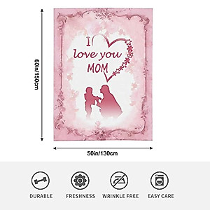HELERKOL Mom Gift Blanket,I Love You Mom Gift,Mother's Day Pink Blanket,Birthday Gifts for Mom - Gifts from Daughter or Son(50"x60")