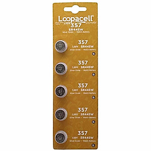 LOOPACELL 357/303 Silver Oxide Batteries (Pack of 5) - 1.55V Long Lasting Coin Cell Battery for Calculators, Lasers, Toys, Small Clocks, Digital Micrometers, Decorations, Holiday Ornaments