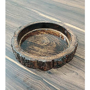 Handmade Wooden Classic Tray Platter With Tree Bark Vintage Display Serving Plat Platter (Pack of 3)