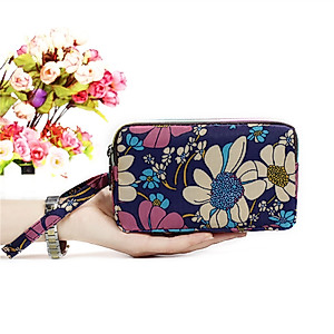 IKAXIYO Women Floral Print Cloth Wristlet Bag Coin Purse Zipper Wallet Cell Phone Pouch, Beautiful and Durable (A1)