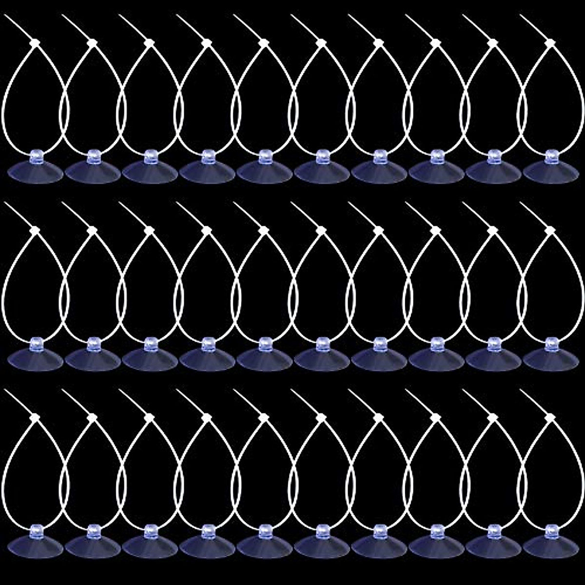 ANCIRS 30pcs 35mm Suction Cups with 50pcs Transparent Zip Ties, Rubber Anti-Collision Sucker Pad Without Hooks for Home & Kitchen Hanging Organization