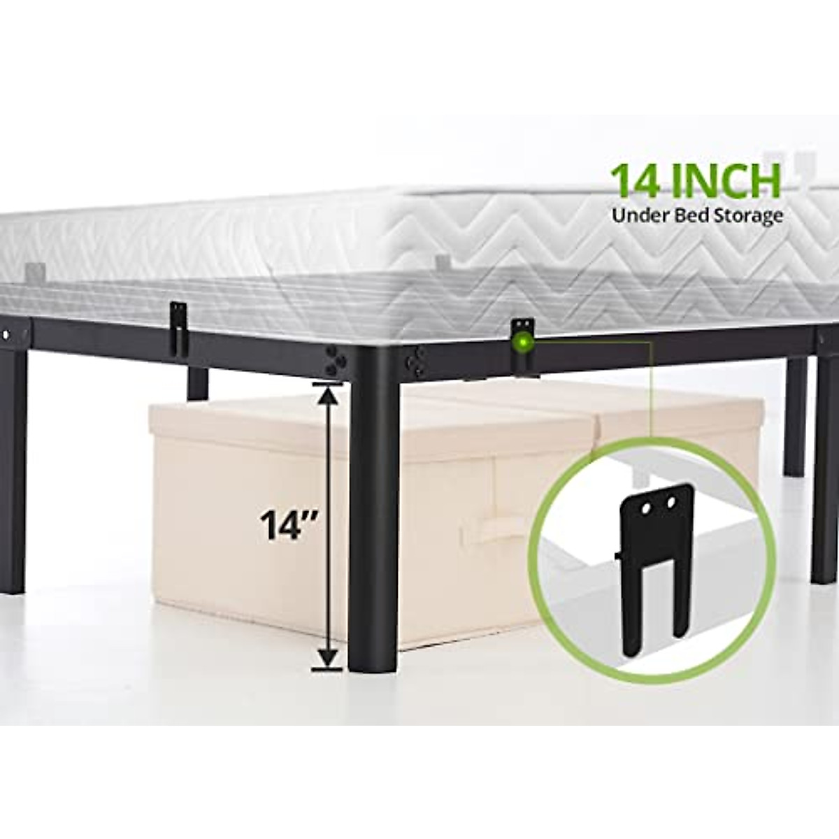 TATAGO 16 Inch Metal Platform Bed Frame with Anti-Collision Round Legs, 3500lbs Heavy Duty Mattress Foundation, Easy Assembly/Silent/Anti-Shake/Non-Slip/No Box Spring Needed, Full
