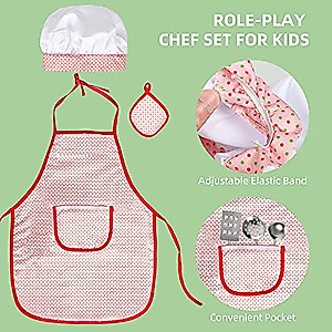 Shimirth 37PCS Pretend Play Kitchen Accessories, Kids Kitchen Playset Stainless Steel Play Pots and Pans Sets for Kids, Apron & Chef Hat, Cooking Utensils, Play Food, Kitchen Toys, Gift for Boys Girls