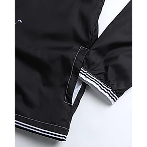 Nickelodeon Men's Jacket - Lightweight Hooded Windbreaker Coat - Vintage Novelty Streetwear for Men: SpongeBob Rugrats (S-XL), Size X-Large, Rugrats Black