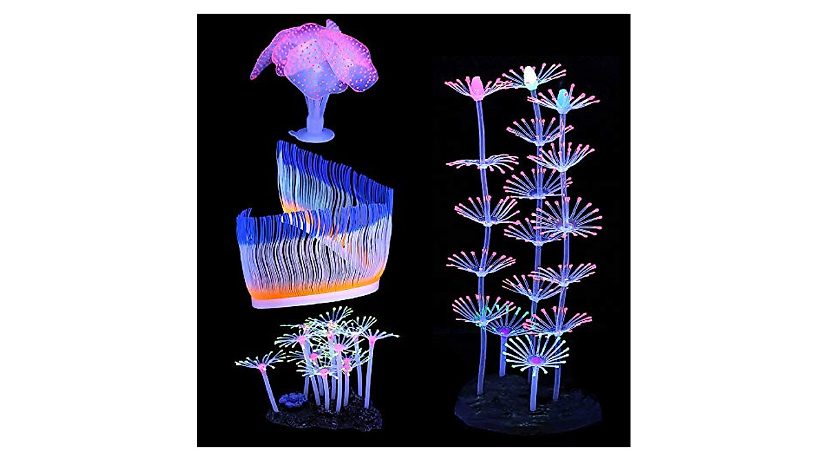 Glow Fish Tank Plants Kit by Filhome - 4 Pcs
