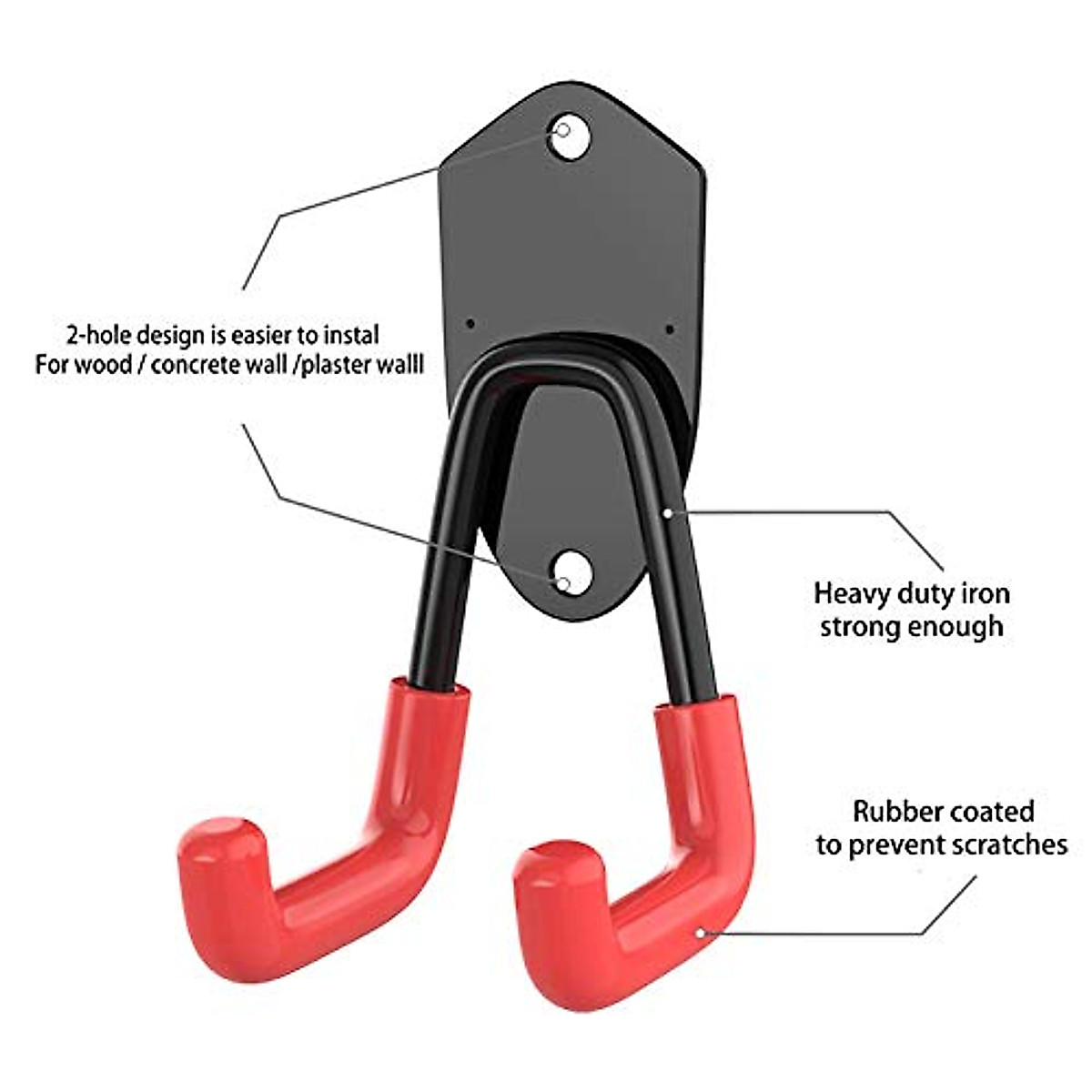 TORACK Garage Hooks Heavy Duty, 15 Pack Wall Mount Steel Utility Hooks&Hangers, Anti-Slip Rubber Coated, Garage Storage Organizer for Garden Tools, Power Tools, Ladders, Brooms, Bikes, Bulk Items