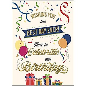 25 Business Birthday Cards - Beautiful Celebration Design with Gold Glitter Foil Embossing - 26 White Envelopes - FSC Mix