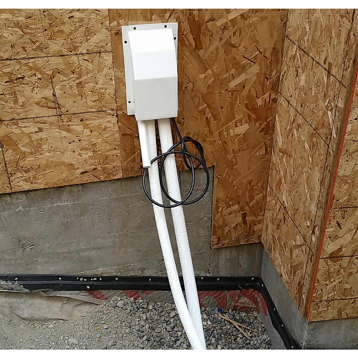 Black Line Set Rough In Box HVAC Contractors Termination Point for Line Set Condensation Drain & Low Voltage Wire