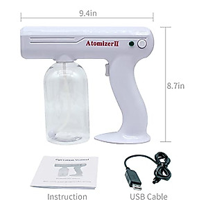 Nano Spray Gun Mini Atomizer Sprayer Steam Gun Fogger Machine Handheld Rechargeable Sprayer Gun Sprayer Machine Nano Mist Sprayer Electric Fogger for Car, Home, Office, School Or Garden
