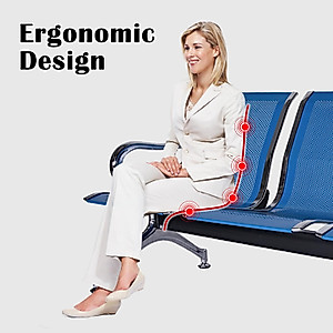 kinbor Reception Bench Seating Airport Chairs Waiting Area Bench Seating with Arms for Office, Bank, Hospital, School, Barbershop