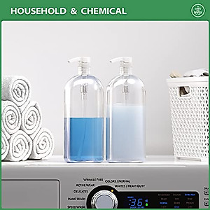 Bar5F Empty Shampoo Bottles with Pumps Dispenser 32 oz (1 Liter) Leak-Proof Large Empty Refillable BPA-Free 2-Pack