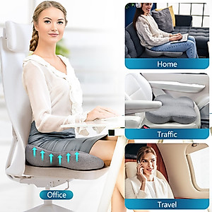 Seat Cushion for Tailbone Pain Relief, Pressure Relief Seat Cushion, Seat Cushions for Office Chairs, Memory Foam Coccyx Cushion Tailbone Pain, Sciatica & Back Pain Relief (Grey)