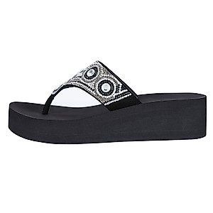 Lowkeyray Womens flip flops on vocation/beach Comfort Thong Style Flip Flops Sandals for Women in Summer (X-Small, Black, numeric_6)