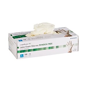 McKesson Confiderm PC Latex Exam Gloves - Powder-Free, Ambidextrous, Textured, Non-Sterile - Ivory, Size Large, 100 Count, 10 Boxes, 1000 Total