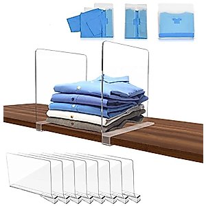 MY DECO CHOICE Shelf Dividers for Closet Organization 8 PCS, Includes a Clothes Folding Board, Shelves Dividers for Closet- Clear Shelf Dividers for Closets,Acrylic Shelf Dividers,Closet Shelf Divider