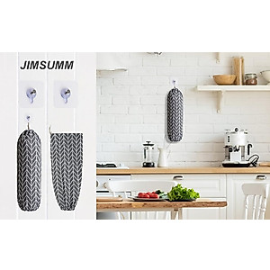 2 Pcs Plastic Bag Holder, JIMSUMM Wall Mount Plastic Bag Organizer, Washable Large Grocery Bag Storage Dispenser, Shopping Bags Carrier for Home Kitchen Travelling, 22x9 in shopping bag carrier (Gray)
