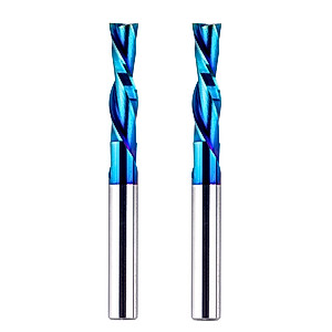 BITITZ 2Pcs Carbide Downcut Spiral CNC Router Bit 1/4" Cutting Diameter 1" Cutting Length for Dado Mortise Woodwork Tools