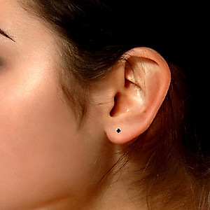 Round Cut Black Natural Diamond Screw Back Stud Earrings In 14k Solid Rose Gold (0.25 cttw)