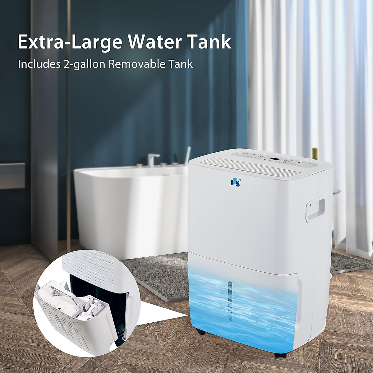 JHS 50 Pints Dehumidifier for Spaces up to 4,500 sq. ft at Home with Drain Hose, Reusable Air Filter, and 2.1 Gal Water Bucket, Perfect for Bedrooms Bathrooms Basements