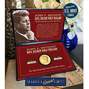 Silver JFK Half Dollar Coin Layered in Pure Gold