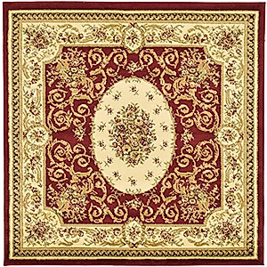 Unique Loom Versailles Collection Traditional Classic Medallion Motif Area Rug (4' 0 x 4' 0 Square, Burgundy/ Ivory)