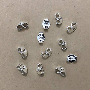 12pcs/6 Pairs 925 Sterling Silver Earring Backs Replacement Secure Ear Locking for Stud Earrings Ear Nut for Posts, 5x6mm