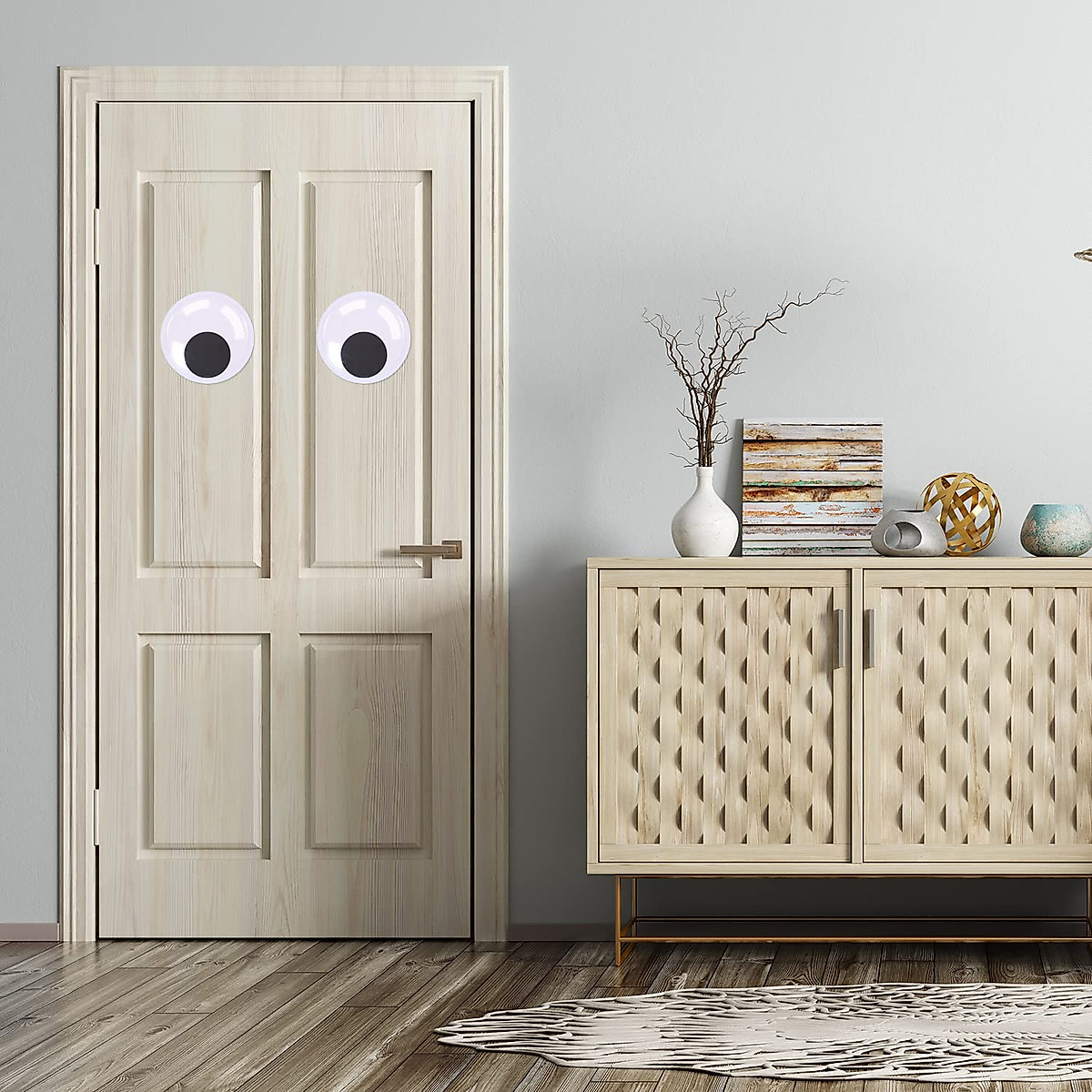 2 Pcs 7.5 Inches Giant Wiggle Eyes Plastic Large Wiggle Eyes with Self Adhesive for DIY Craft Decorations Chritsmas Tree Party Decorations