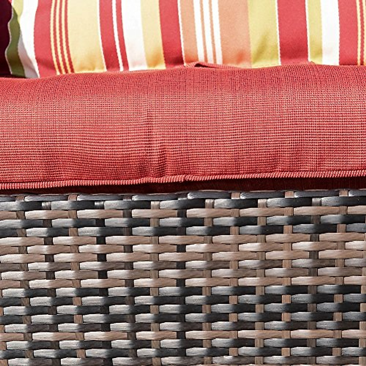 Sundale Outdoor Rocking Chair, Patio Wicker Rocker Chair with Olefin Cushions and Pillow, Rocking Lawn Chair Wicker Patio Furniture - Steel Frame, Brown, Red