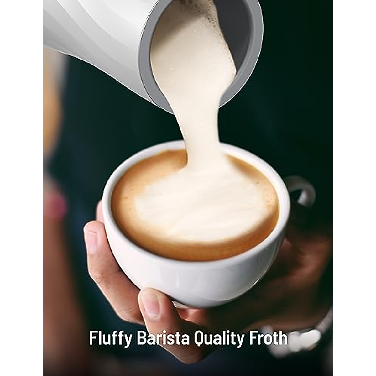 Milk Frother Electric, Symdral 4-in-1 Milk Frother and Steamer, Coffee Frother, Warm and Cold Milk Foamer, Milk Heater, with Auto Shut-Off, Silent Operation, for Latte, Cappuccino, Macchiato (White)