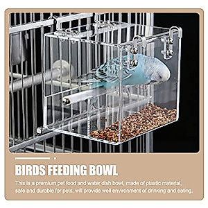 UKCOCO No Bird Feeder- Parrot Feeder Cage with Hooks Birds, Automatic Anti- Spill Parrot Food Container, Dish Hanging in Cage Feeding Bowl Cage Accessory for Small Birds Budgerigar Canary ( Size L )