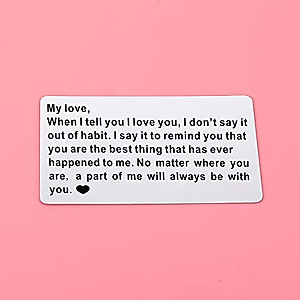 Engraved Wallet Inserts, Wedding Gifts for Men, To My Love Metal Wallet Card, Birthday Gift for Him, Anniversary Card For Boyfriend Husband (Silver)