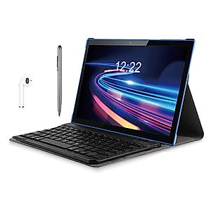 10 Inch Android Tablet IPS Touch Phone Calling with Dual Sim Card 10.1 Inch 2 in 1 Tablet PC with Keyboard (Black)