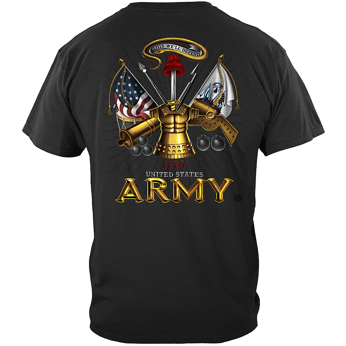 US Army Mens This We'll Defend T Shirt - Mens Black tee - 1775 Military Licensed