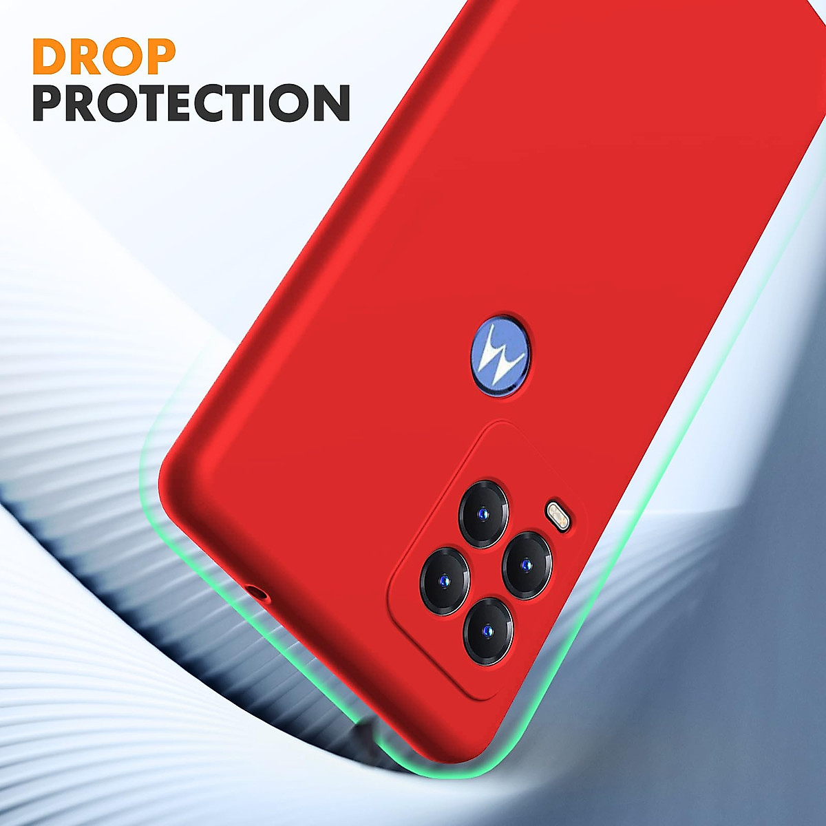 Oududianzi Case for Moto g-Stylus 5G 2021 Case,[2 Tempered Glass Screen Protector], Soft TPU Liquid Silicone Case, Shockproof Rubber Silicone Gel Case-Red