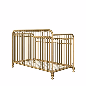 Little Seeds Raven 3-in-1 Convertible Metal Crib, JMPA Certified, Gold