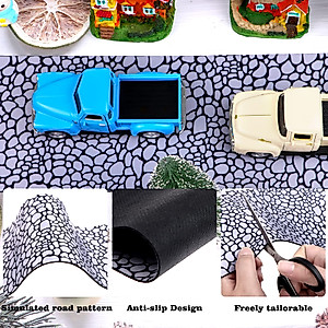 JiaUfmi Village Street Mat Christmas Village Accessories Miniature Road Decorations Cobblestone Brick Display Mat for Outdoor Indoor Bathroom Home Garden Figurine, 47.2 x 4.72 x 0.08 Inches