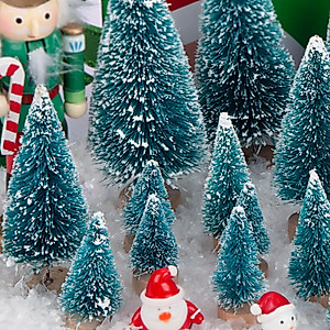 LOVEINUSA 40Pcs Bottle Brush Trees Christmas Table Decorations, Mini Christmas Trees in 5 Sizes for DIY Table Decor and Dioramas