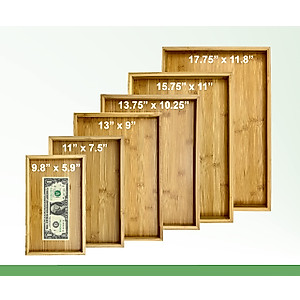 Bam & Boo - Natural Bamboo Serving Tray Modern Rectangular - for Food, Drinks, Decor, Vanity in Home, Kitchen, Bathroom, Coffee Table, Bed(Medium, 13” x 9" x 1.2")