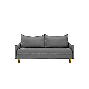LCH 66.9" Modern Fabric Sofa, Upholstered Wood Base-Two-Cushion Design Furniture Suitable for Small Spaces, Living Room, Office, Soft Couch Easy to Install (Light Grey,Loveseat)