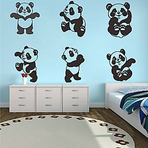 ANFRJJI Panda Wall Decals Room Décor - Panda Bamboo Wall Art Vinyl Stickers - Panda Decorations Pictures for Girls Room Home Bedroom Kids Nursery Room - Animals Wildlife Forest Safari JWH133 (Black)